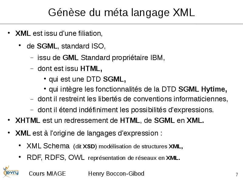 rdfs:label : Cours XML-1-01 Page 6 - Génèse du méta langage XML