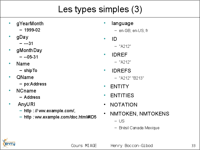 rdfs:label : Cours XML-1-02 Page32 - Les types simples (3)‏